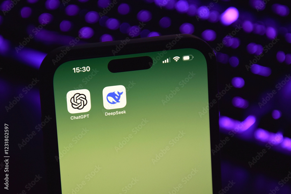 Deepseek Ai logo is displayed on smartphone. Stock Photo | Adobe Stock