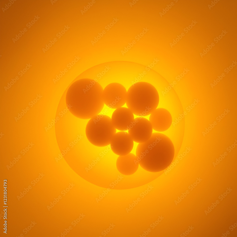 Ilustración de Stock Microscopic image of a fertilized egg at the 8 ...