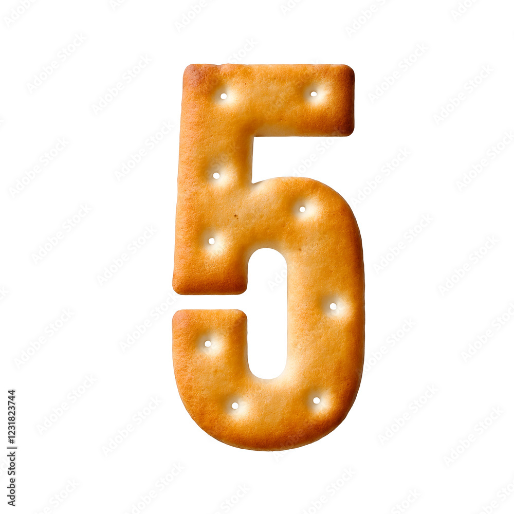 Number 5 looks like a golden-brown cracker with a baked texture and ...