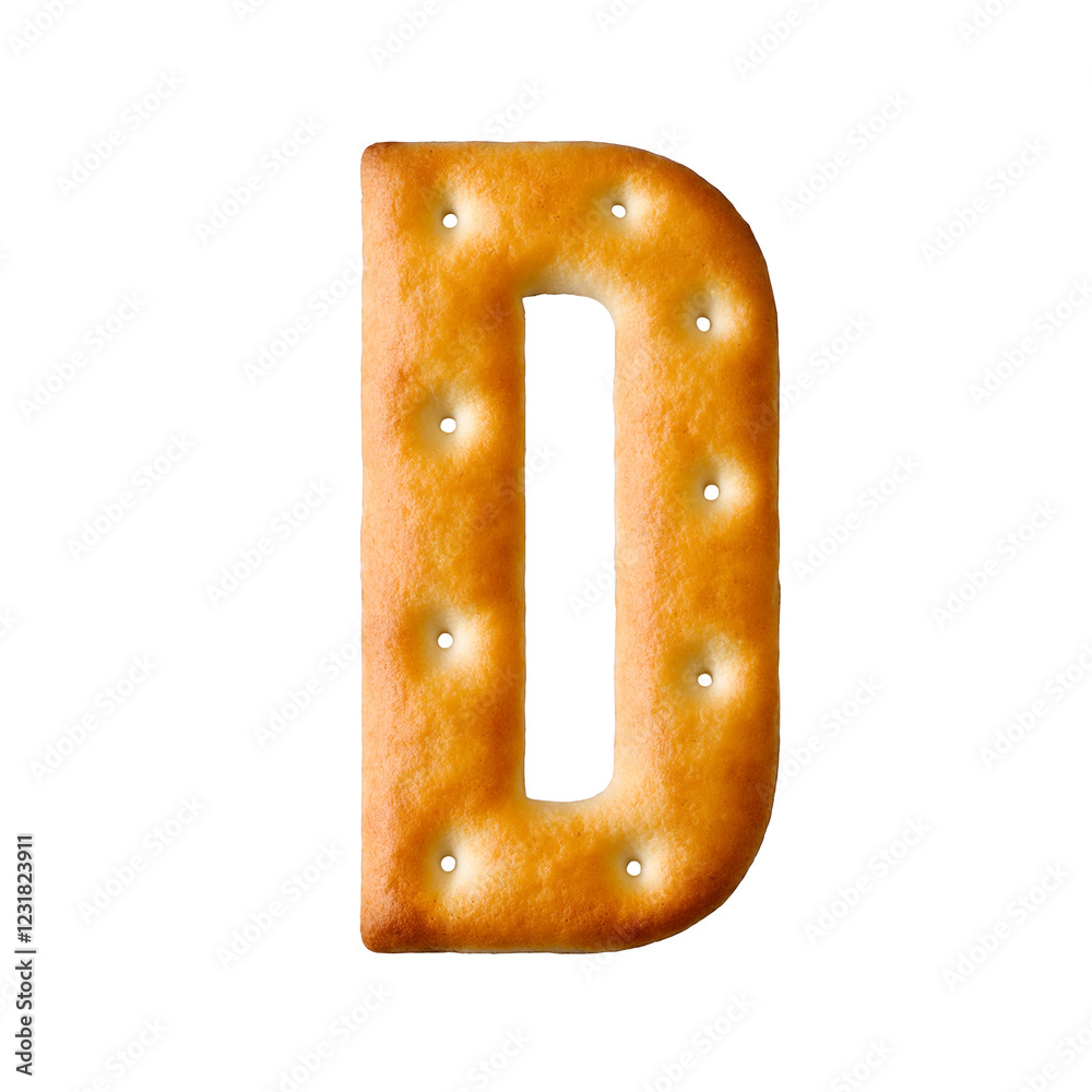 Letter D looks like a golden-brown cracker with a baked texture and ...