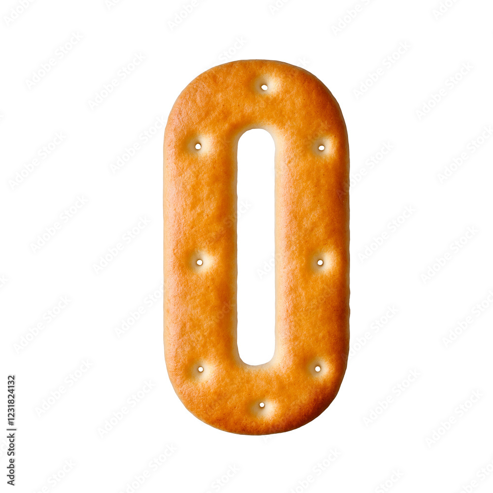 Letter O looks like a golden-brown cracker with a baked texture and ...
