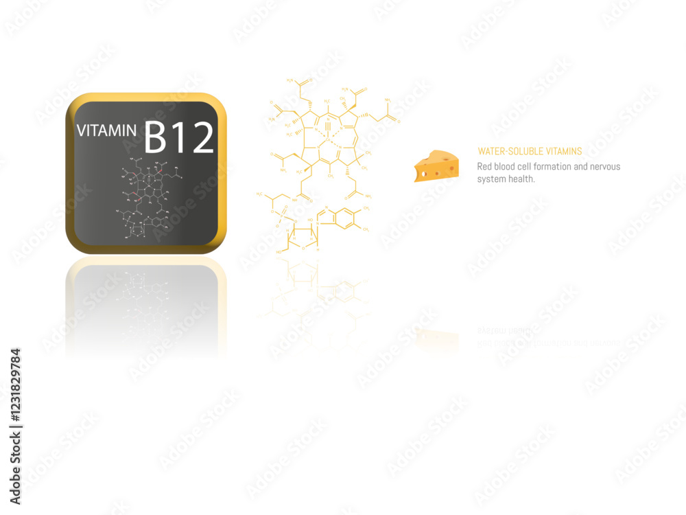 Illustration of the molecular structure of vitamin B12 (cobalamin) with ...