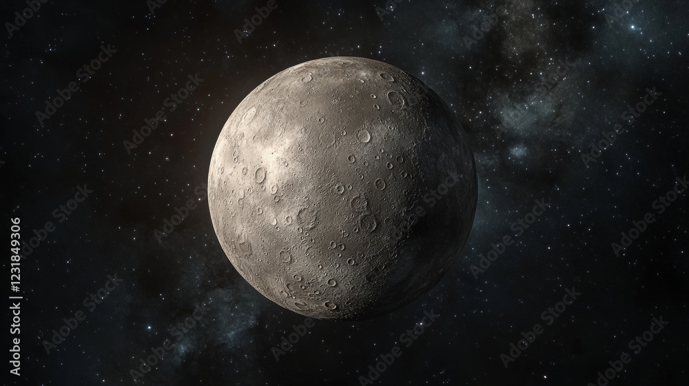 Planet Mercury cartoon vector illustration. Spherical planet with gray ...