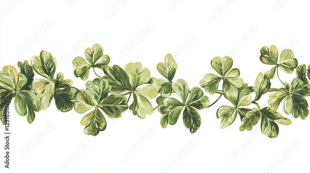 Lucky four leaf clover, border for Irish Patricks day background. Green ...