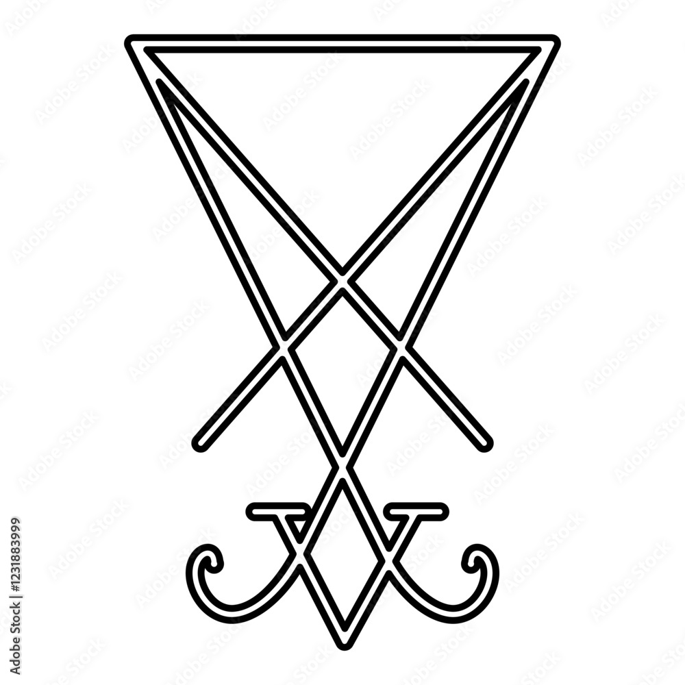 Lucifer's sign seal Satan Lucifer symbol contour outline line icon ...