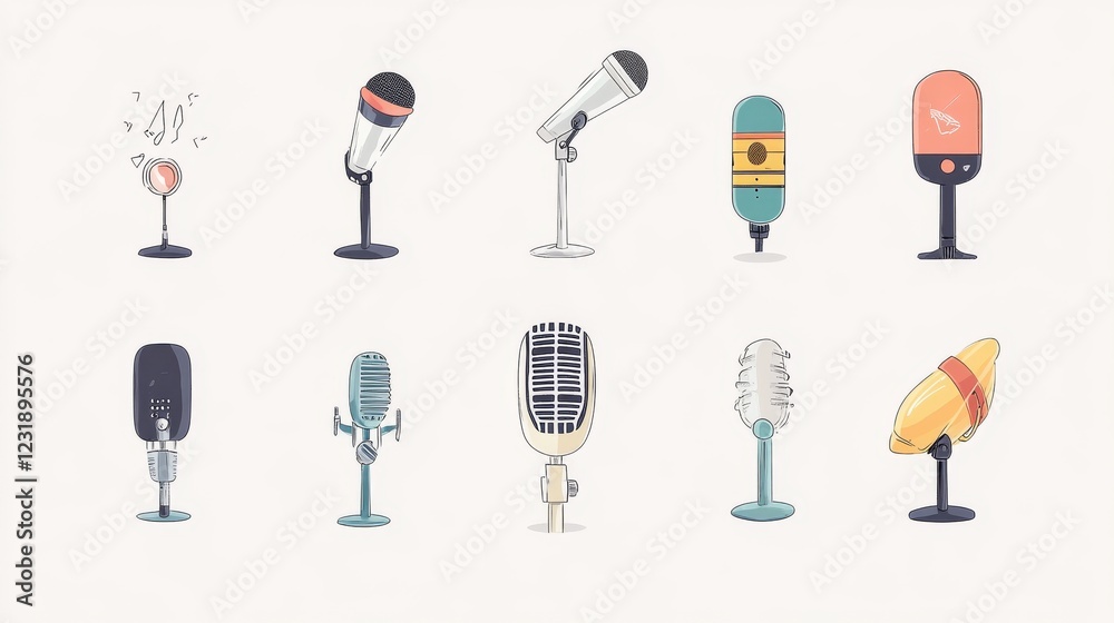 Mic Button Vector Icon set, Microphone symbol, Voice message graphic ...
