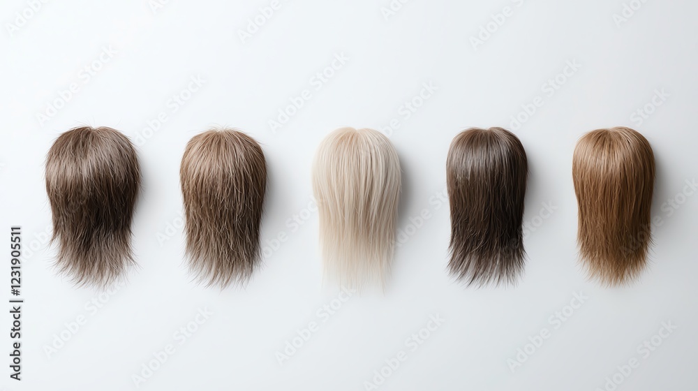 Five hair color samples displayed against a white background showing ...