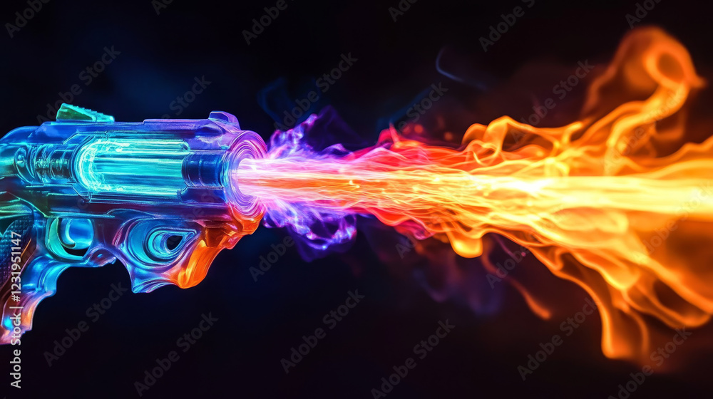 Space guns vfx effect, explosion, laser blasters with plasmic beams and ...