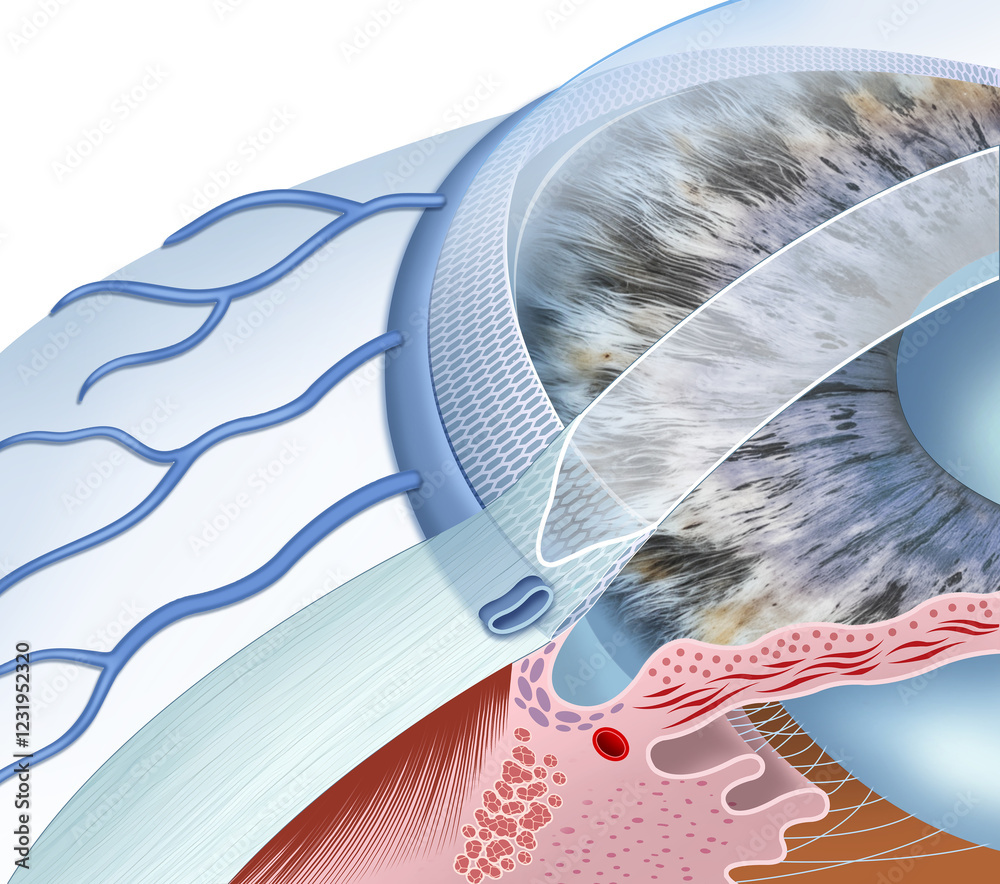 Diagram of the aqueous humor drainage system from the eye. This ...