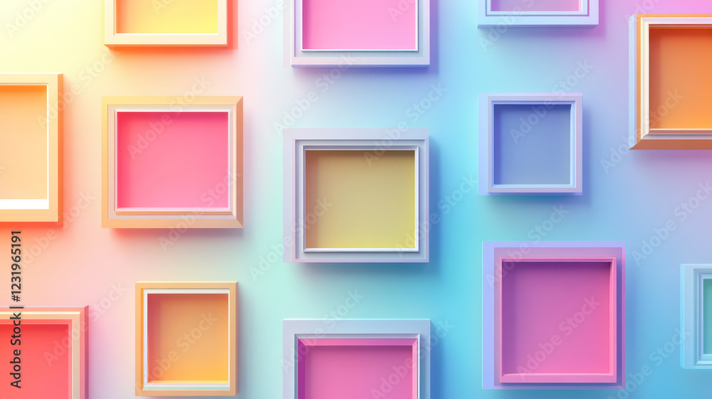 Square shadow box frame vector effect template. Rectangle page border ...