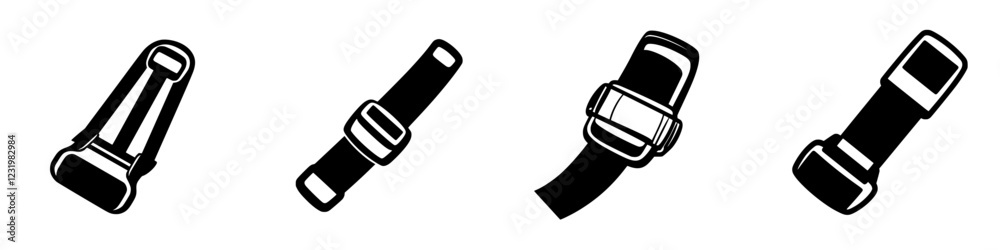 Different styles of seat belt buckles displayed in various designs and ...