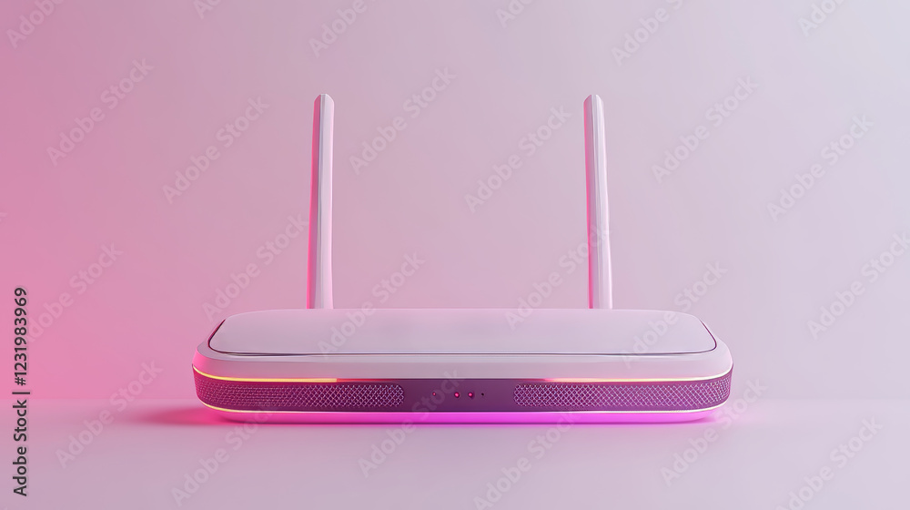 Wifi router front and side view mockup, blank home device with antennas ...