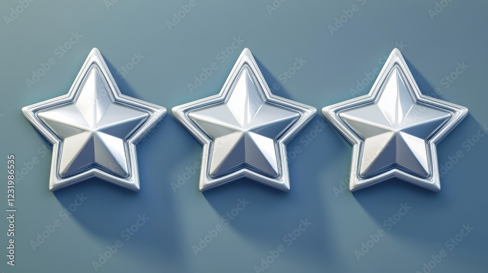 Silver game rank stars set isolated on blue background. Vector cartoon ...