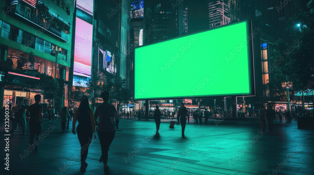 Clear green screen billboard mockup outdoor. Advertising clean poster ...
