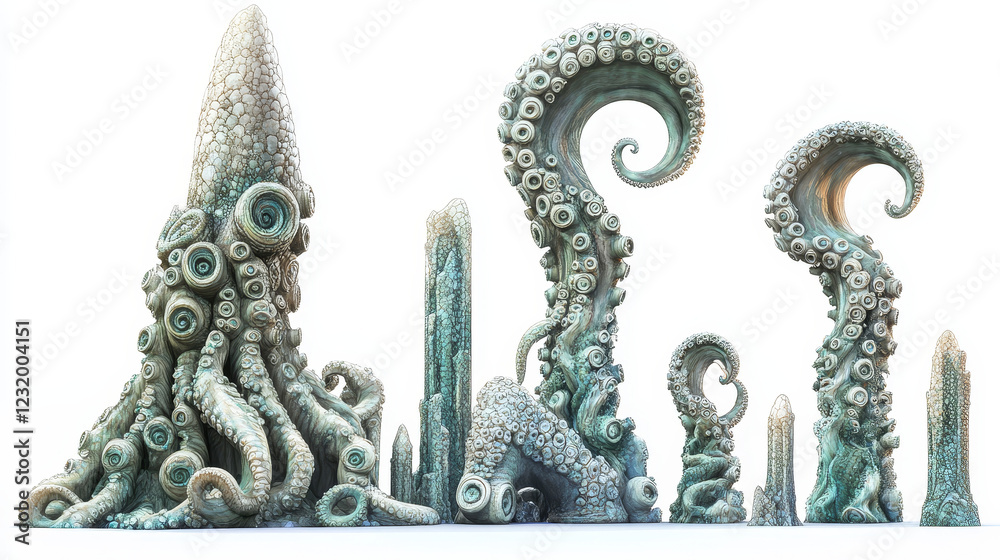 Octopus tentacles isolated set. Monster kraken or squid palps ...