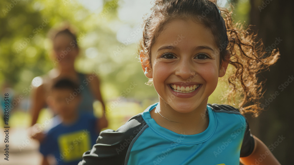 Family marathon ads banners, invitation for parents and children to run ...