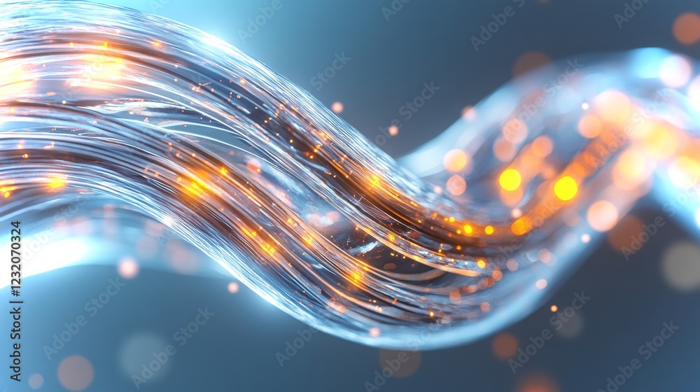 Dynamic flow of luminous fibers creating abstract light patterns in 4K ...