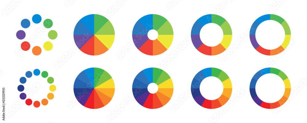 Color wheel palette. RGB and CMYK colors. Different color set. Rainbow ...