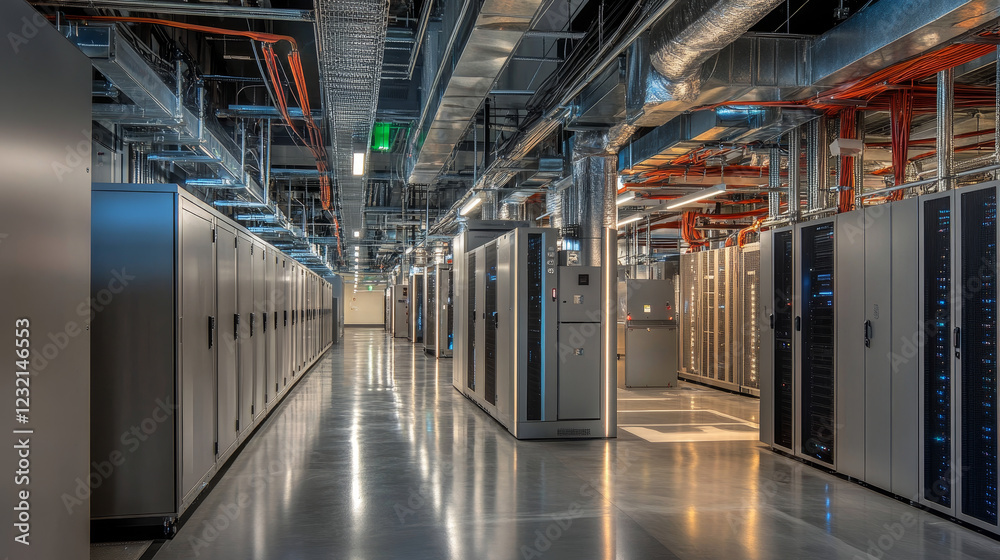 Data center poster. Concept of database technology, cloud information ...