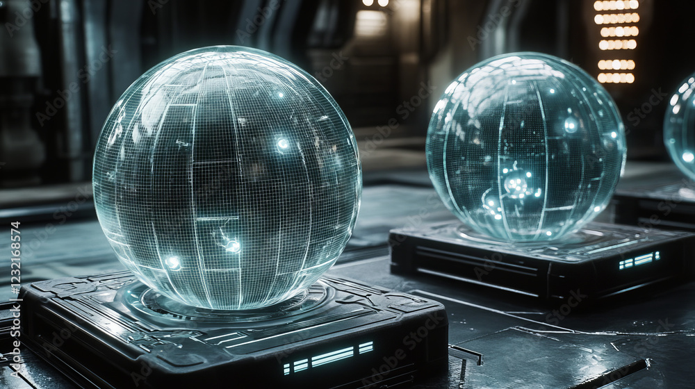 Bubble shields, protection force fields. Vector realistic set of safety ...