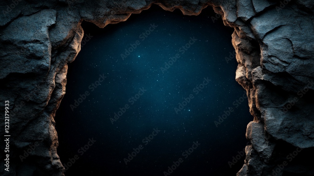 Cave Opening and Starry Sky: A breathtaking view from within a dark ...