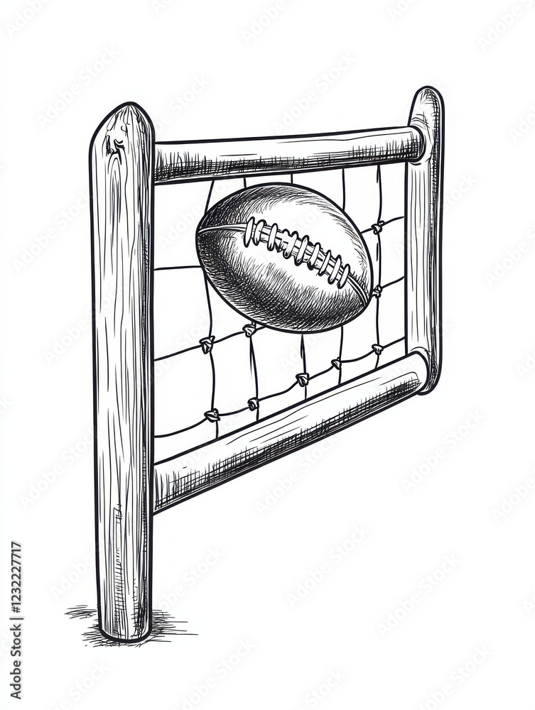 American football goal and ball hand drawn outline doodle icon ...