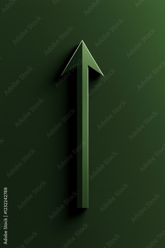 Green Upward Arrow 3D Render Graphic Symbol Direction Growth Progress ...