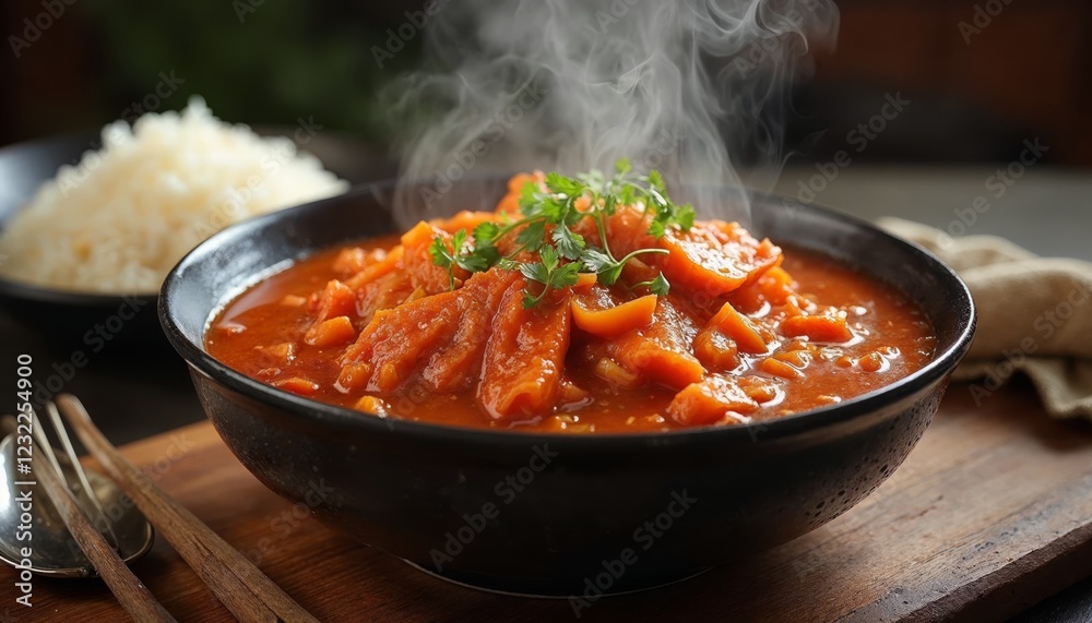 Traditional spicy beef tripe soup with rice. Concept of traditional ...