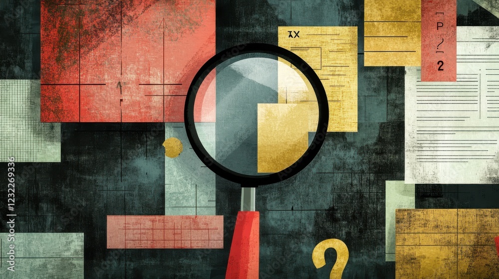 Ilustración de Stock Tax Audit illustrated with a burgundy, goldenrod ...