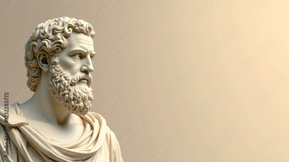 Marble sculpture of the ancient Greek philosopher and sage, bust of the ...