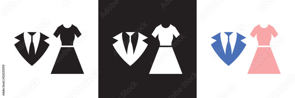 Event dress code icon set. Containing clothes, celebration, festival ...