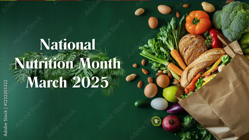 Banner for National Nutrition Month with fresh vegetables and copy ...