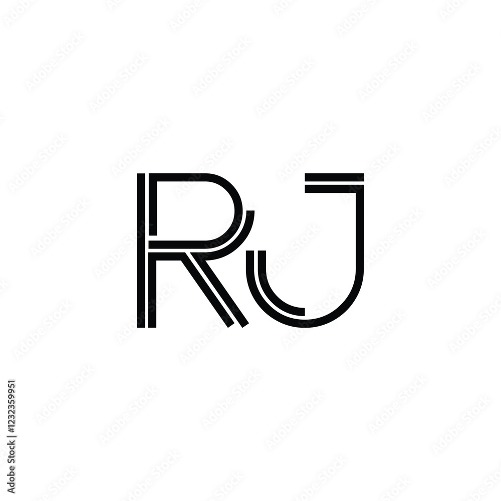 RJ monogram logo design letter text name symbol monochrome logotype ...