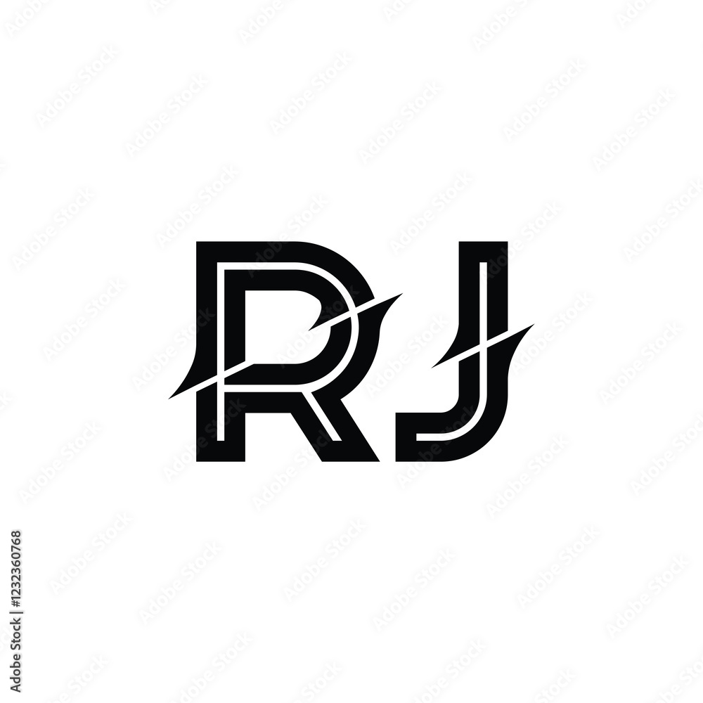 RJ monogram logo design letter text name symbol monochrome logotype ...