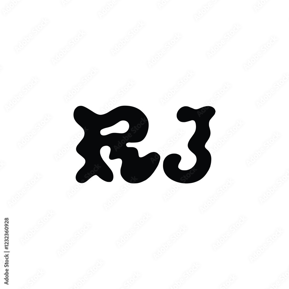 RJ monogram logo design letter text name symbol monochrome logotype ...