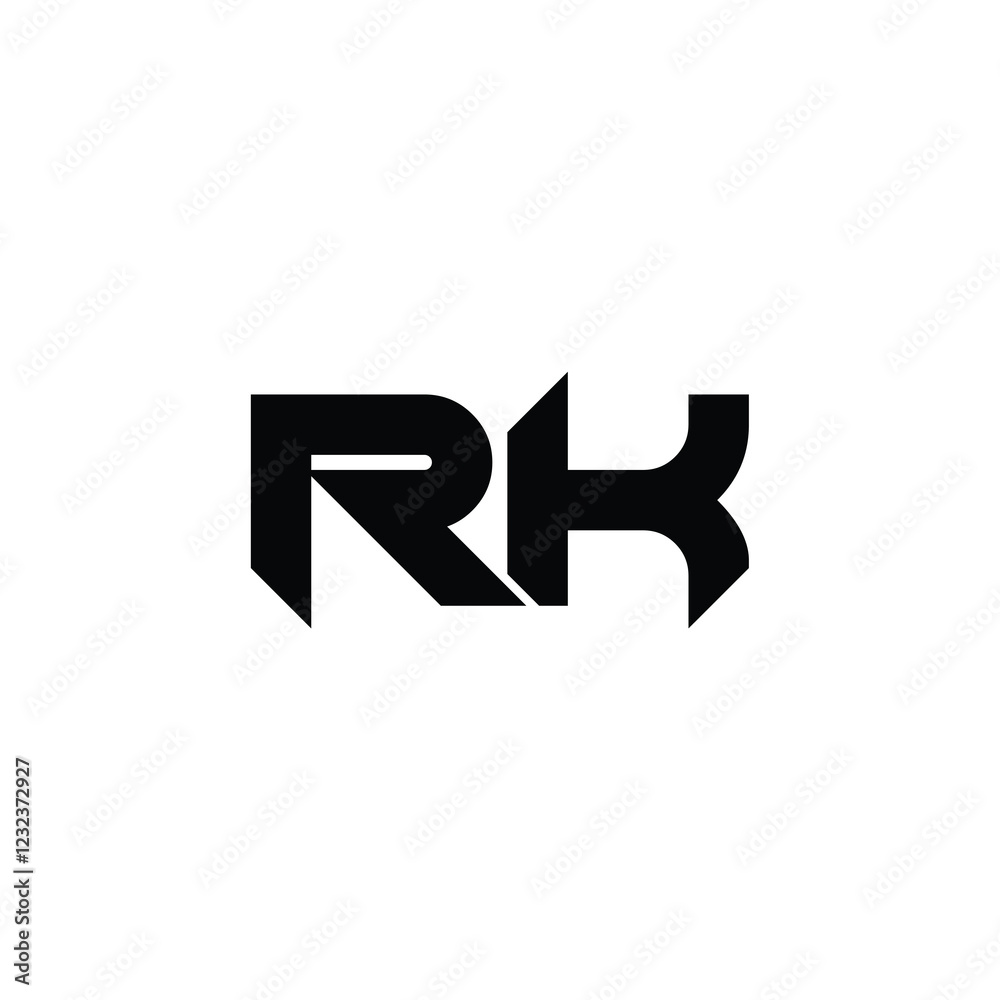 RK monogram logo design letter text name symbol monochrome logotype ...