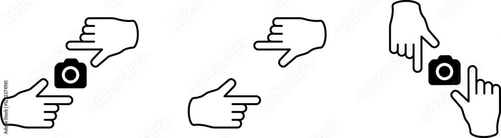 Manual framing or cropping photo from camera. Hand gesture while taking ...