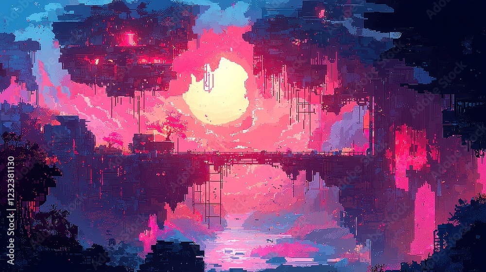 Glowing Cavern of Lost Souls, a pixel art scene depicting a serene ...