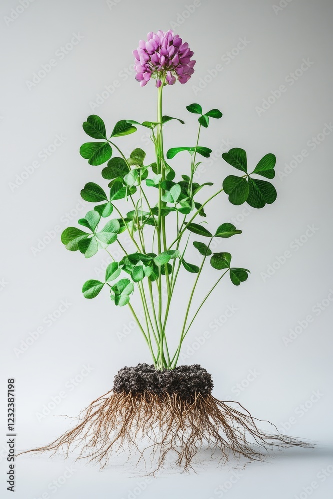 Crimson Clover Plant with Exposed Roots A Detailed Botanical ...