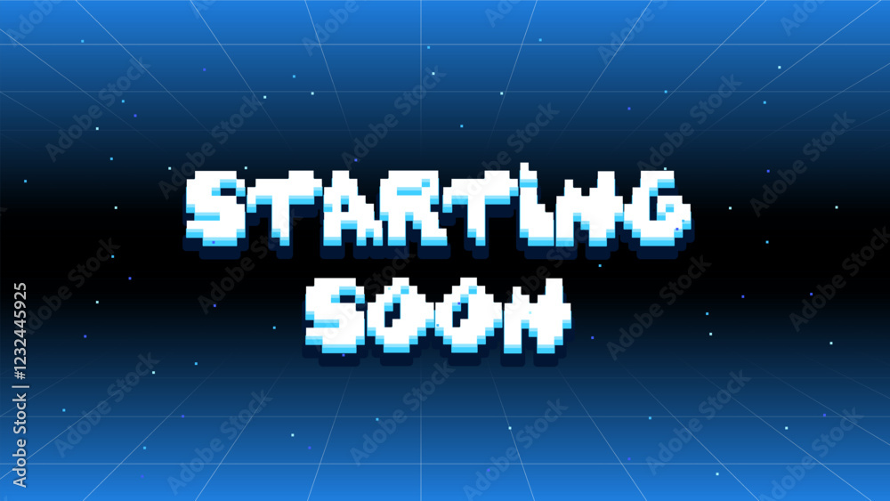 Clean and modern pixel typography design: starting soon. Video game ...