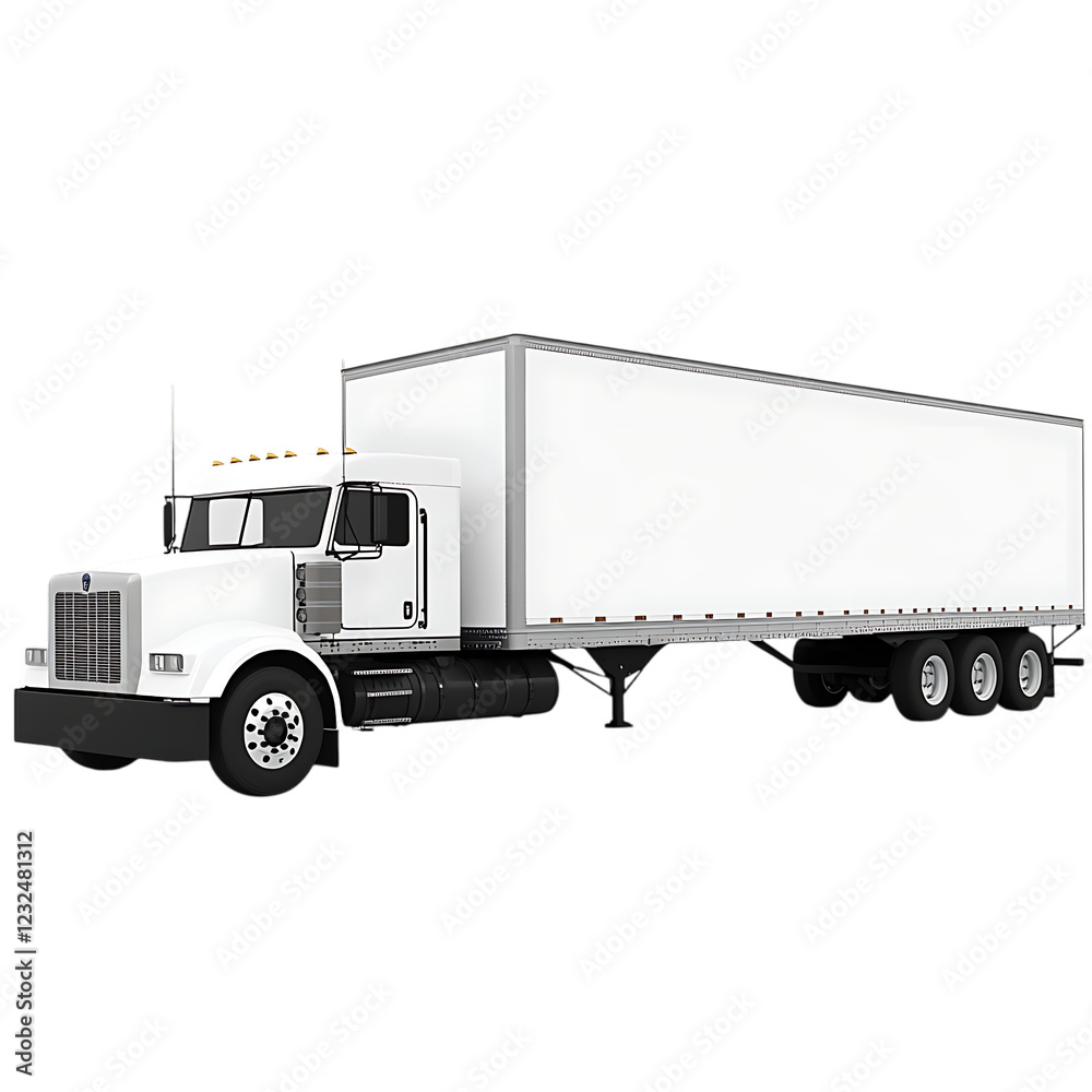 PNG White Semi-Truck Trailer Mockup Delivery Logistics Transport ...