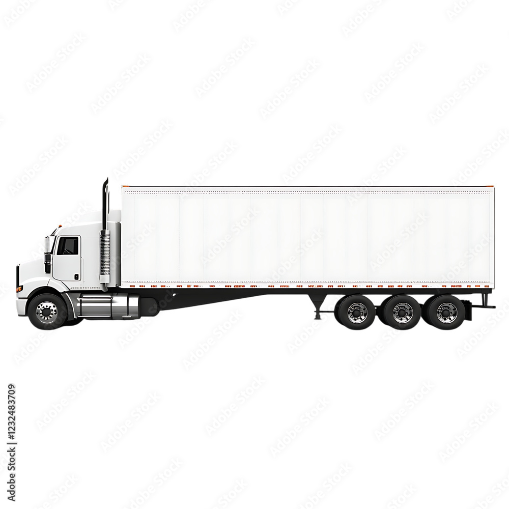 PNG White Semi-Truck Trailer Mockup Delivery Logistics Transport ...