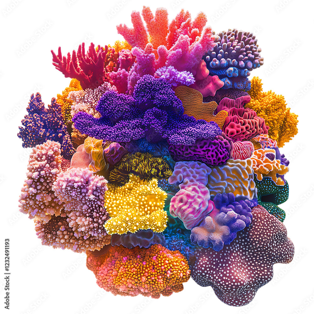 PNG Vibrant Rainbow Coral Reef Digital Masterpiece Against Transparent ...