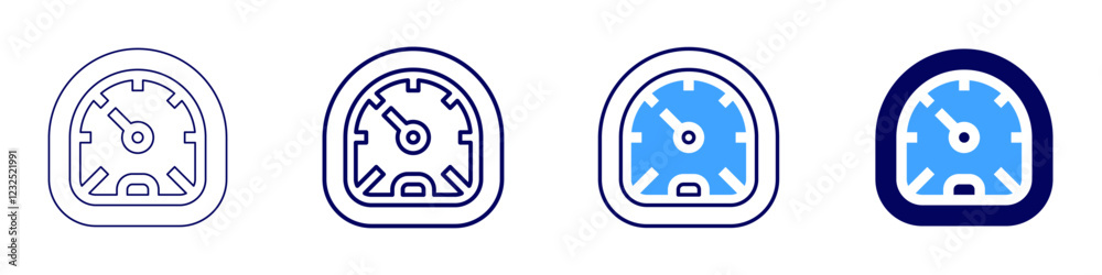 Speedometer reading icon in 4 different styles. Thin Line, Line, Bold ...