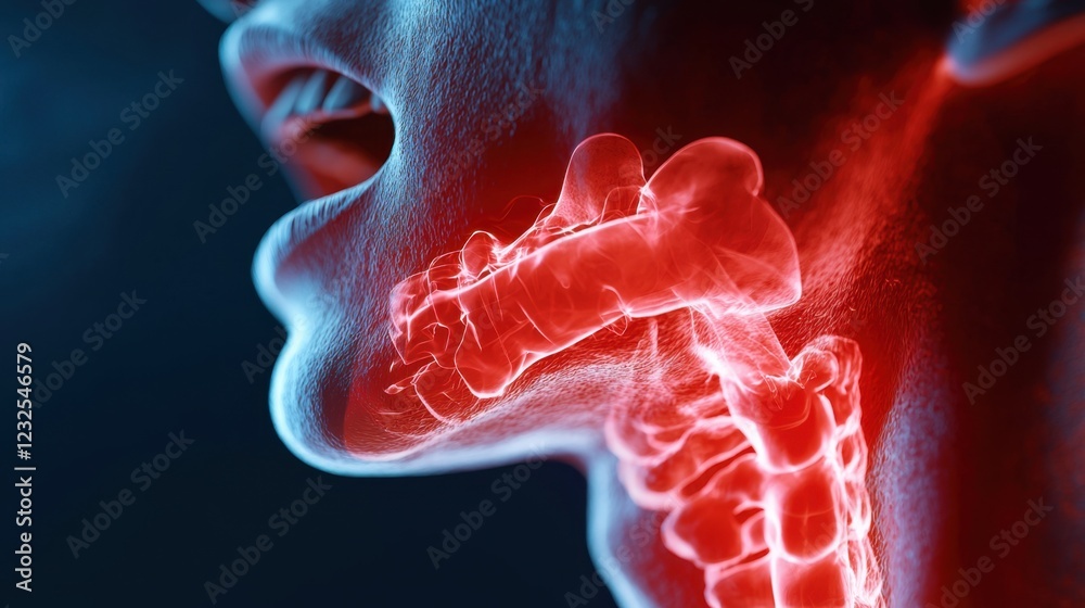 Human Anatomy 3D Visualization of Neck and Vocal Cords Structure Stock ...