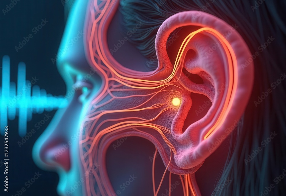 Human Auditory System: Inner Ear Anatomy and Nerve Pathways Stock ...