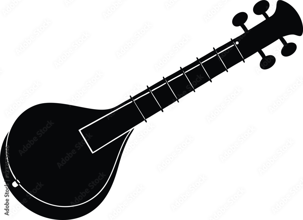 ektara musical instrument silhouette simple flat vector icon Stock ...