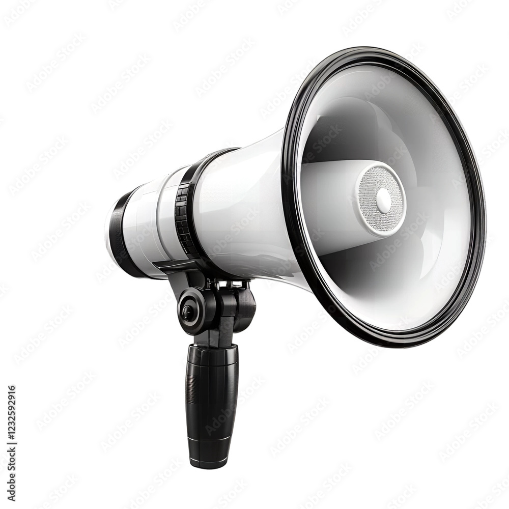 Powerful White Megaphone with Black Handle Public Address System ...