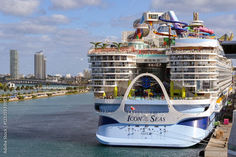 Miami, Florida, USA - 4 January 2025: Rear view of the world's biggest ...