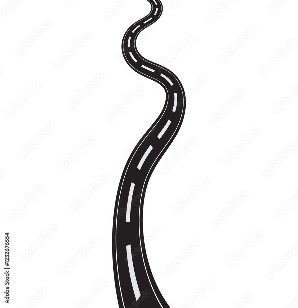 Horizontal asphalt road template. Winding road vector illustration ...